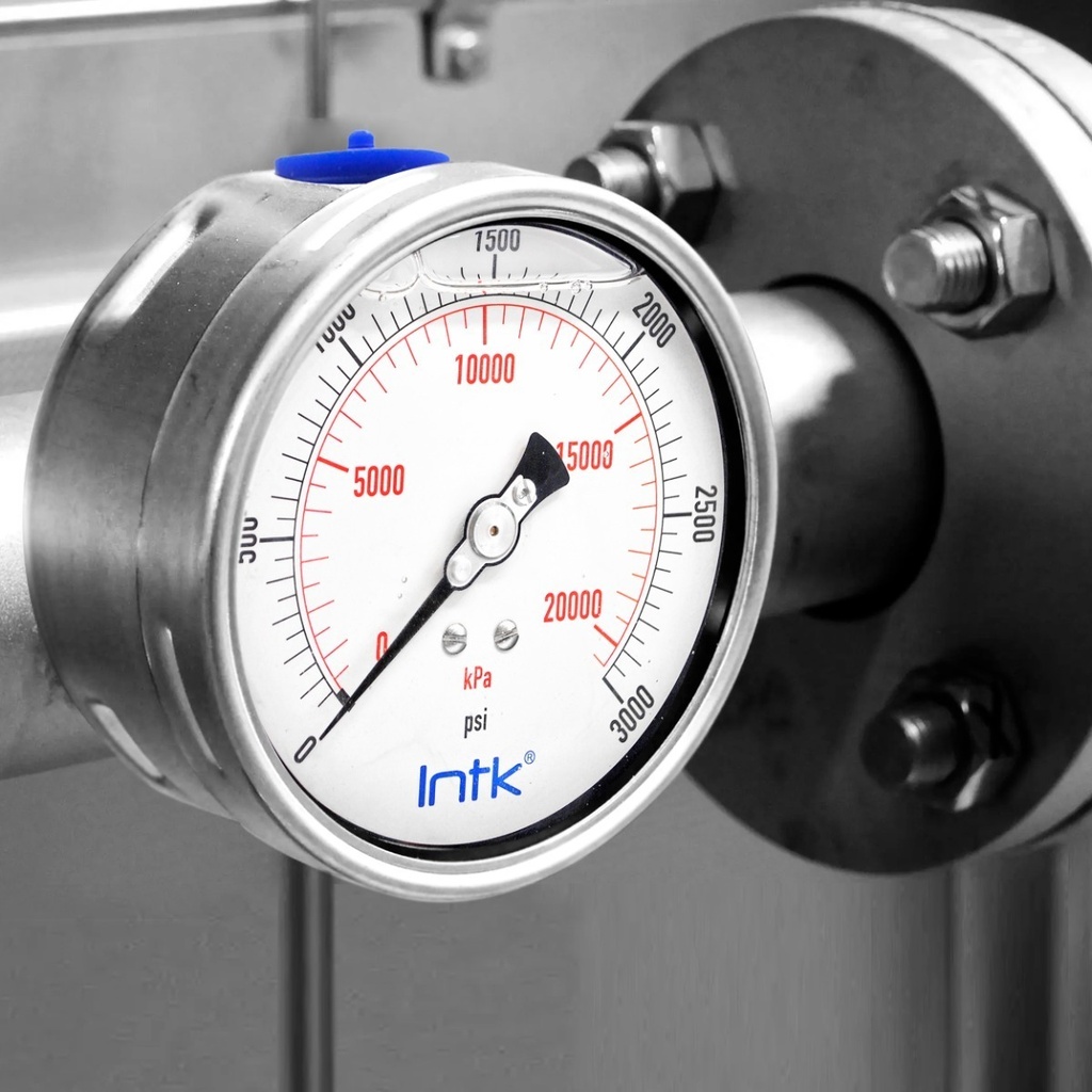 4” Liquid filled, pressure gauge, 1/4” NPT, back connection, 0 to 3000 psi-kPa | Instrutek